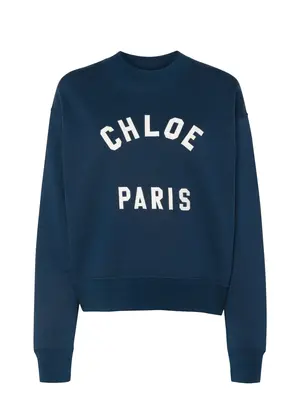 Chloé Mock-neck Logo-patch Sweatshirt - Blue