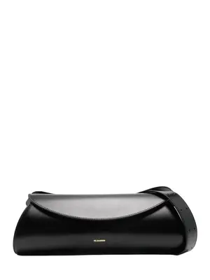 JIL SANDER Large Cannolo Leather Shoulder Bag - Black