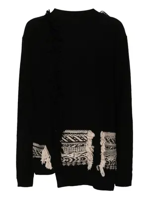 Y’s Fringed Asymmetric Jumper - Black