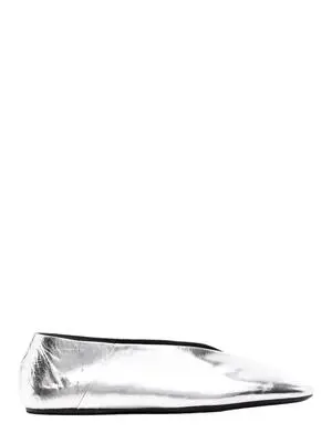 JIL SANDER Metallic Leather Ballerina Flats - Silver