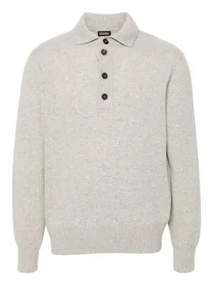 Zegna Knitted Polo Shirt - Neutrals