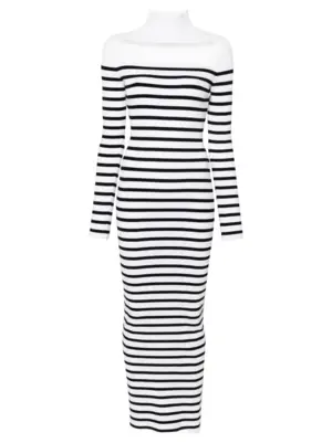 JEAN PAUL GAULTIER Jean Paul Gaultier Striped Ribbed Maxi Dress