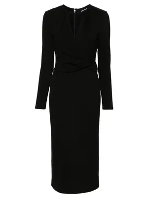 Giorgio Armani Long-sleeve Midi Dress - Black