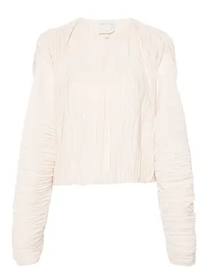 FORTE_FORTE Long-sleeve Pleated Blouse - Neutrals