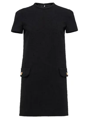 Versace Cotton-blend Tweed Shift Dress - Black