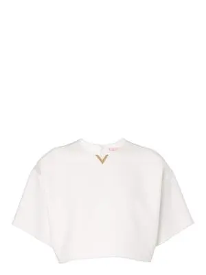 VALENTINO Valentino VGold Cotton Gabardine Crop Top