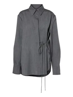 JIL SANDER Belted Wool Shirt - Grey