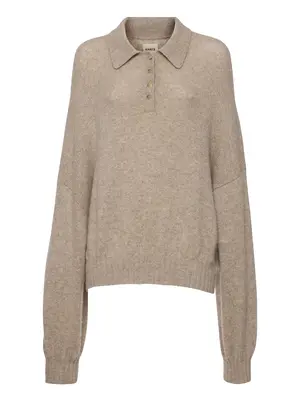 Khaite Rene Cashmere Polo Sweater - Beige