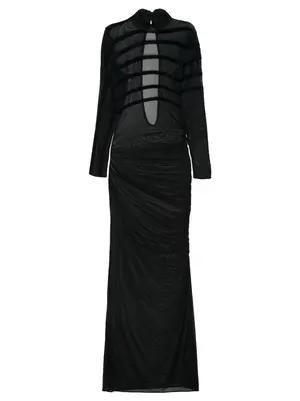 JEAN PAUL GAULTIER Draped Mesh Maxi Dress - Black