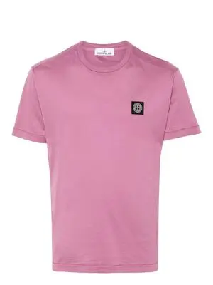 Stone Island Compass-patch Cotton T-shirt - Pink