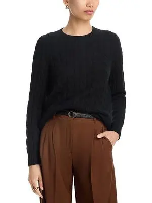 Bloomingdale'S Cable Knit Crewneck Sweater - Black