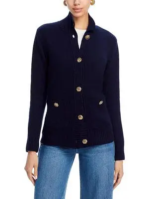 Bloomingdale'S 100% Cashmere Rib Knit Cardigan Navy