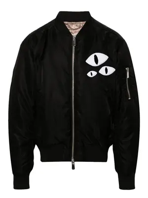 CHARLES JEFFREY Eye-patch Padded Bomber Jacket - Black