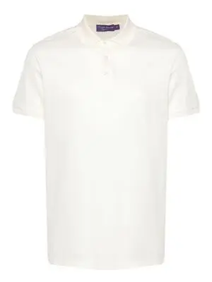 Ralph Lauren Purple Label Logo-embroidered Piqué Polo Shirt - Neutrals