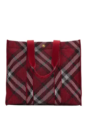 Burberry Burberry Check Knitted Tote Bag Red