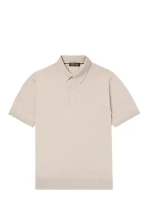 Loro Piana Slim-fit Wool, Silk And Cashmere-blend Polo Shirt - Neutrals
