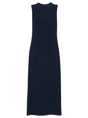 Whistles Erin Textured Woven Midi Dress - Navy