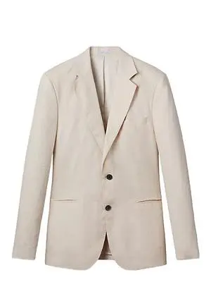 REISS Kin Notch-lapel Slim-fit Single-breasted Linen Blazer - Stone