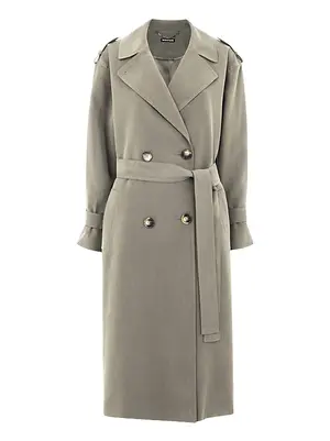 Whistles Riley Double-breasted Woven Trench Coat - Khaki/olive