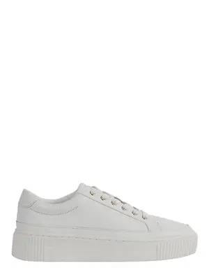 REISS Grained-leather Low-top Trainers - White