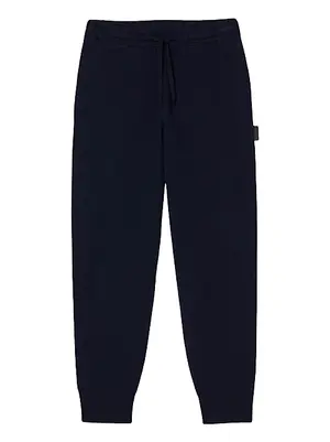 Sandro Logo-patch Regular-fit Stretch-woven Jogging Bottoms - Bleus