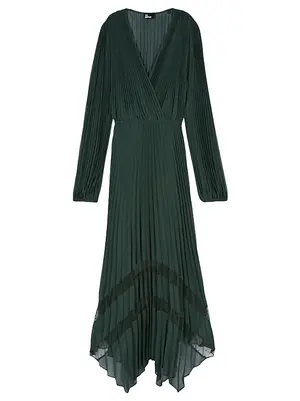 The Kooples Asymmetric-hem Pleated Maxi Dress - Wood Kaki