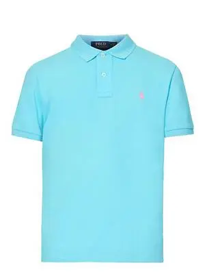 Polo Ralph Lauren Short-sleeved Logo-embroidered Custom-fit Cotton-piqué Polo Shirt S French Turquoise