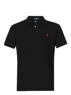 Polo Ralph Lauren Short-sleeved Logo-embroidered Custom-fit Cotton-piqué Polo Shirt - Polo Black
