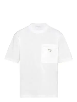 Prada Re-nylon Brand-plaque Cotton And Nylon T-shirt - White