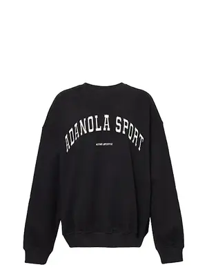 ADANOLA Logo-embroidered Relaxed-fit Cotton Sweatshirt - Black