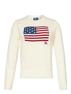 Polo Ralph Lauren American Flag Intarsia Cotton Jumper - Cream