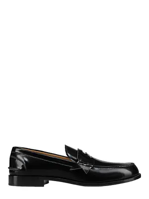 CHRISTIAN LOUBOUTIN Penny Flat Calf Abrasviato Leather Loafers - Black
