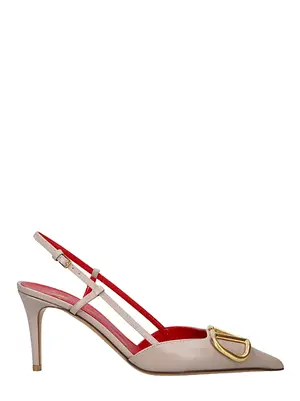 Valentino Garavani Vlogo 80 Pointed-toe Leather Slingback Courts - Blush