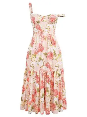 House Of Cb Elia Floral-print Midi Dress - Italian Rose Print