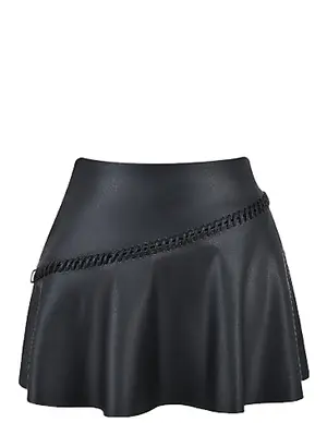 House Of Cb Braided-trim Faux-leather Mini Skirt - Black