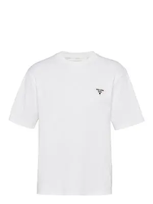 Prada Logo-patch Crewneck Cotton T-shirt - White