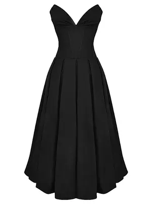 House Of Cb Plunge-neck Midi Dress - Black