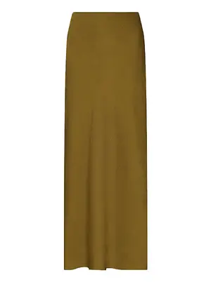 Whistles Bias-cut Satin Midi Skirt - Khaki/olive