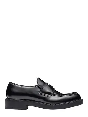 Prada Brand-plaque Leather Loafers - Black