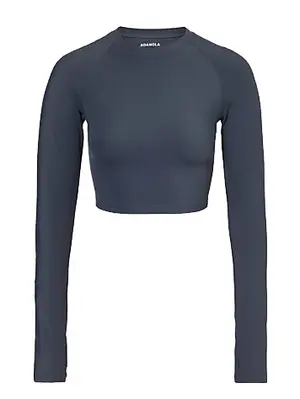 ADANOLA Cropped Stretch-woven Top - Midnight Blue