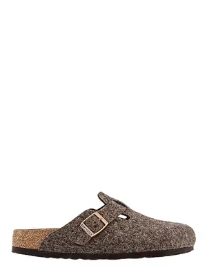 BIRKENSTOCK Boston Buckle Wool Clogs - Cocoa