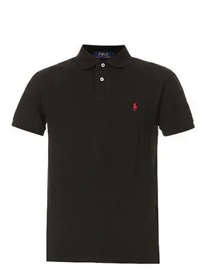 Polo Ralph Lauren Short-sleeved Logo-embroidered Slim-fit Cotton-piqué Polo Shirt - Polo Black