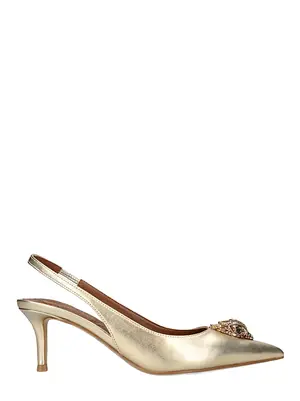 Kurt Geiger Eagle-embellishment Leather Slingback Courts - Gold