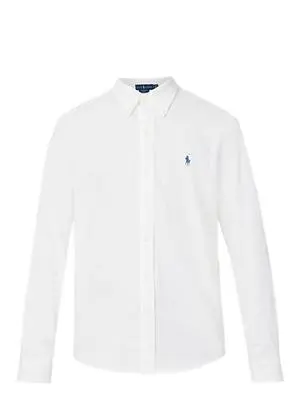 Polo Ralph Lauren Long-sleeved Logo-embroidered Slim-fit Cotton Shirt - White