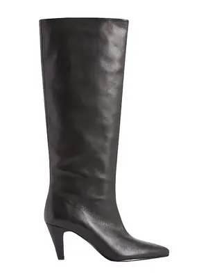 Claudie Pierlot Pointed-toe Leather Knee-high Boots - Noir / Gris
