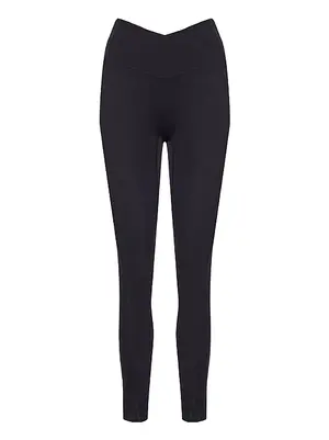 GYMSHARK Gym-kit Cross-over Waistband Logo-print Stretch-jersey Leggings - Black