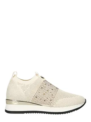 Carvela Janeiro 2 Crystal-embellished Knitted Trainers - Bone