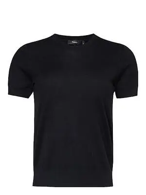 Theory Wool-blend Knitted T-shirt - Black - 001