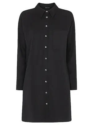 Whistles Helena Button-through Woven Mini Dress - Black