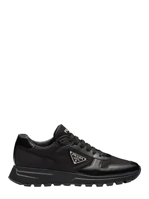 Prada Leather And Nylon Low-top Trainers - Black